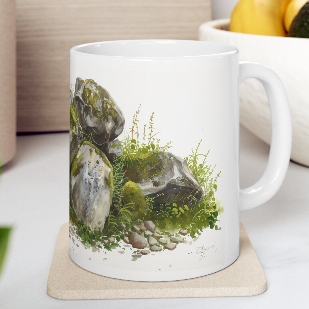 Group of Rocks Mug, Bob Ross Inspired Art, Landscape Mug, Great Gift ...