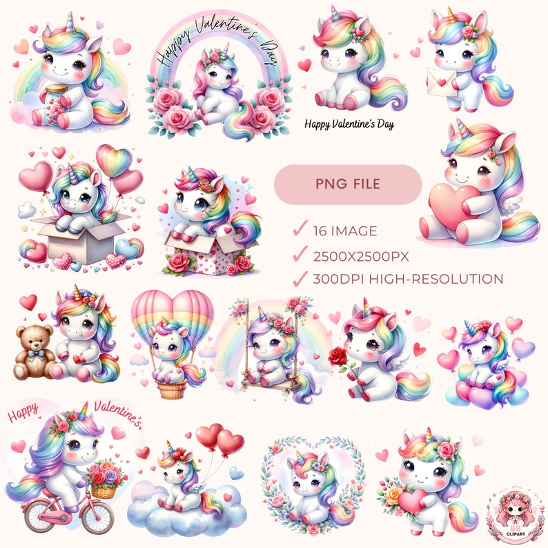 Cute Unicorn Png, Unicorn Watercolor Clipart, Baby Unicorn Clipart ...