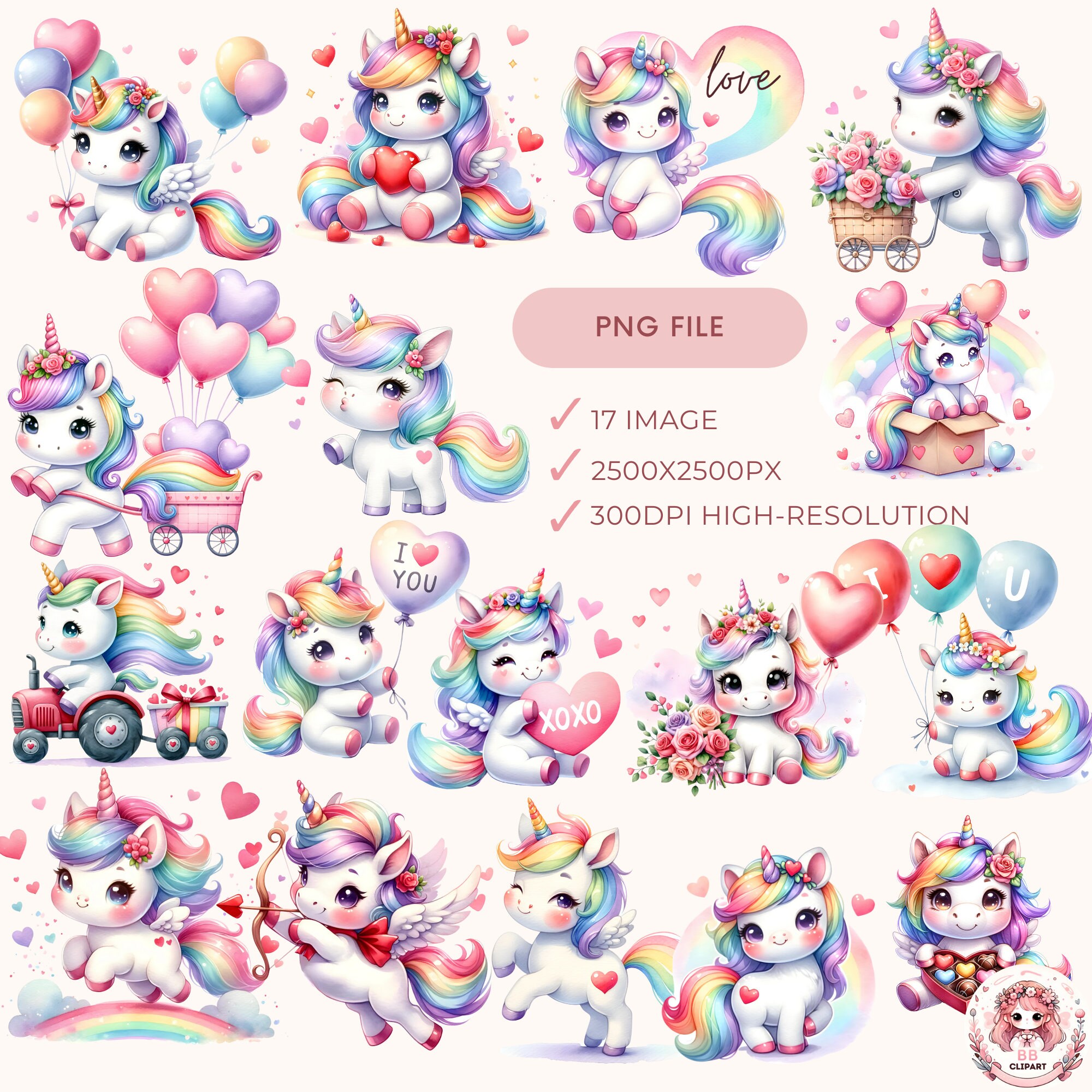 Unicorn Watercolor Clipart, Cute Unicorn Png, Baby Unicorn Clipart ...