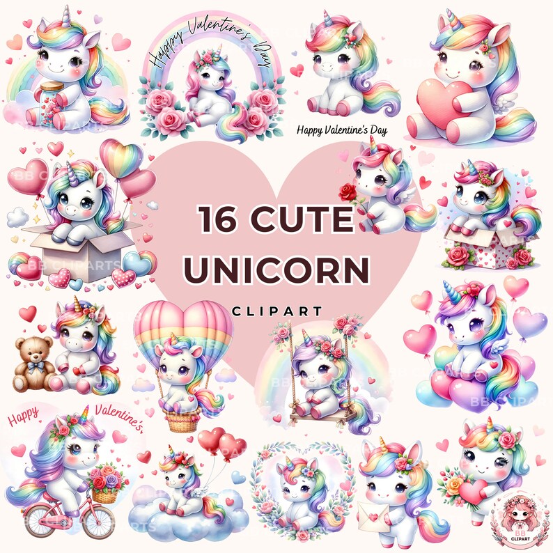 Cute Unicorn Png, Unicorn Watercolor Clipart, Baby Unicorn Clipart ...