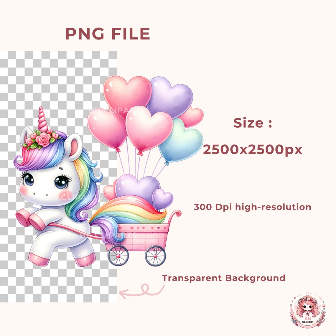 Unicorn Watercolor Clipart, Cute Unicorn Png, Baby Unicorn Clipart ...