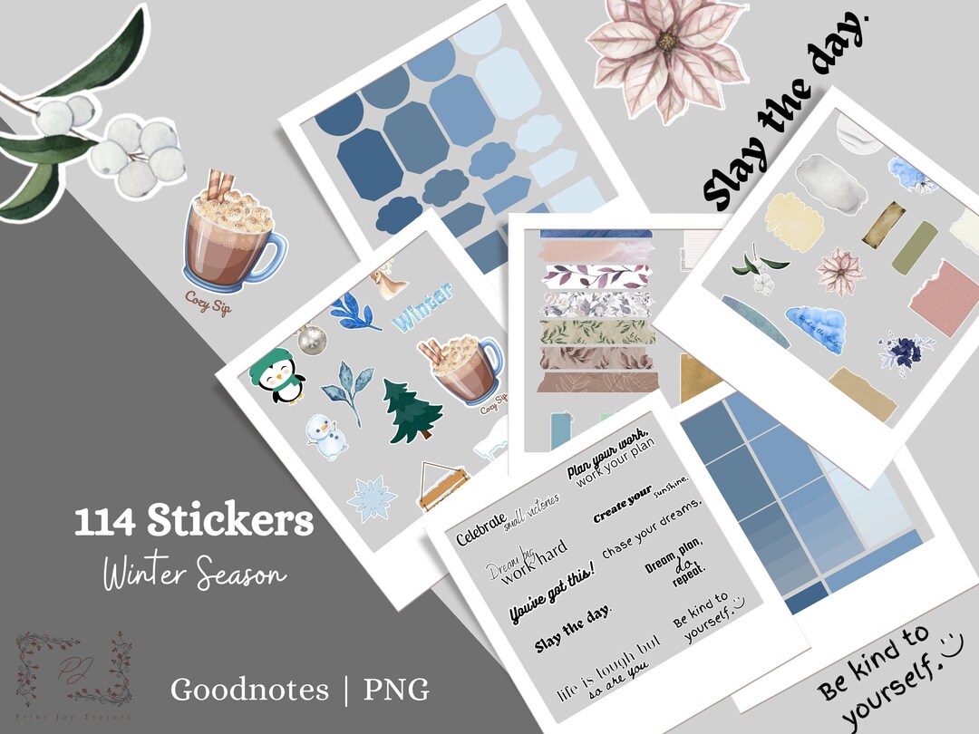 114 Winter-themed Printable Stickers for Goodnotes and Planers ...