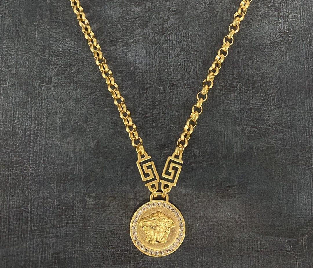 Versace Gold Rope Chain Charming Medusa Designed Pendanr Necklace - Etsy