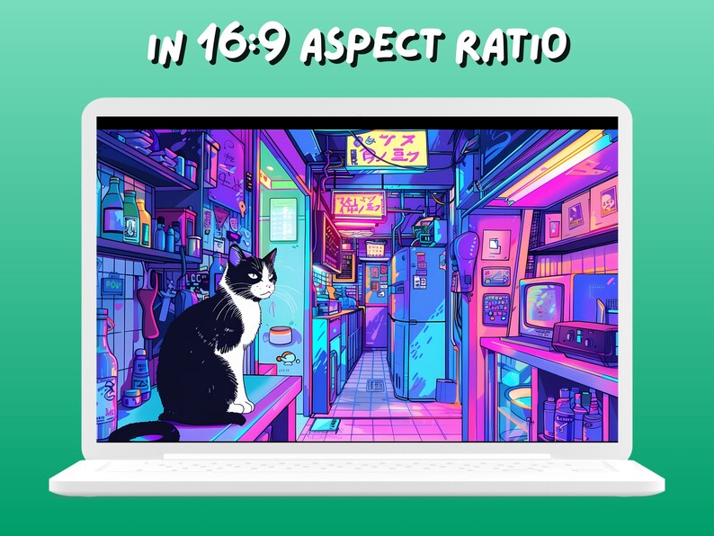 Retro Black Cat Aesthetic Wallpapers Whimsical Landscape Anime Desktop ...