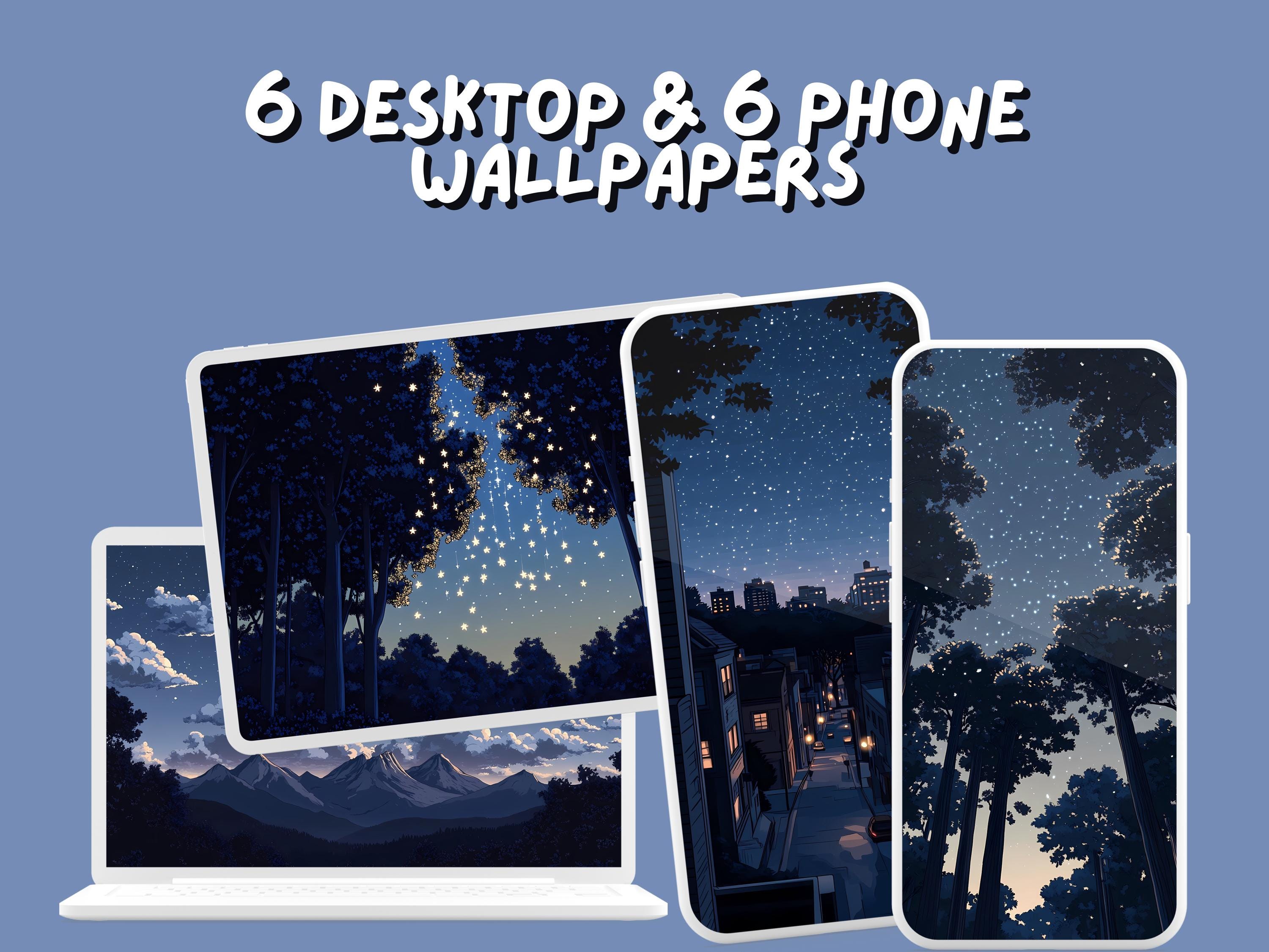 Retro Soft Night Wallpapers Pastel Blue Wallpapers City Moon Wallpaper ...