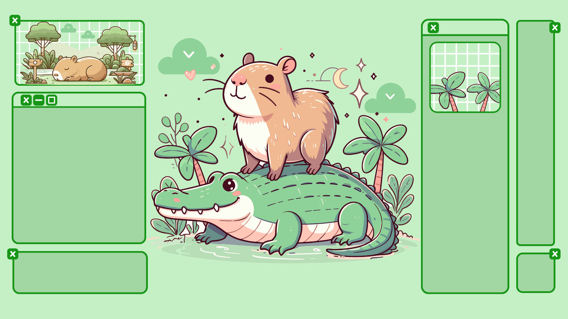 Capybara Funky Desktop Wallpaper Organizer Theme - Minimalist Computer ...