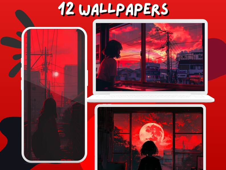 Lofi Red World Retro Wallpapers Digital Art Aesthetic Anime Desktop ...