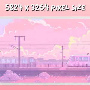 Lo-fi Pastel Train Pink Wallpapers Anime Cute Kawaii Aesthetic Desktop ...