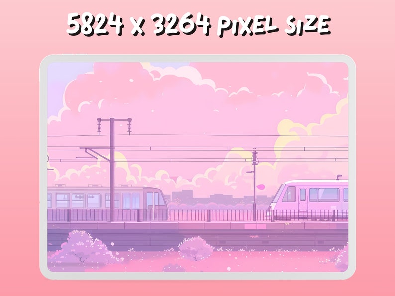 Lo-fi Pastel Train Pink Wallpapers Anime Cute Kawaii Aesthetic Desktop ...