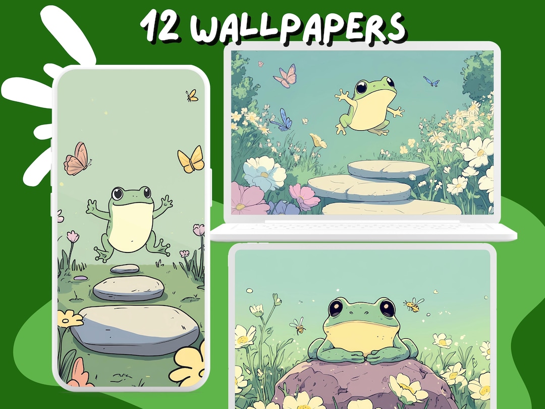 Lofi Pastel Frog Wallpapers Aesthetic Kawaii Whimsical Wallpaper ...