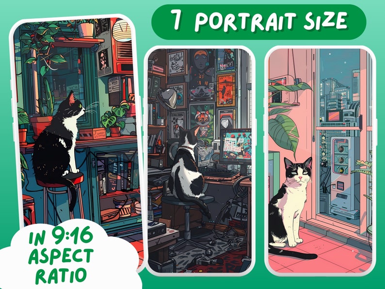 Retro Black Cat Aesthetic Wallpapers Whimsical Landscape Anime Desktop ...