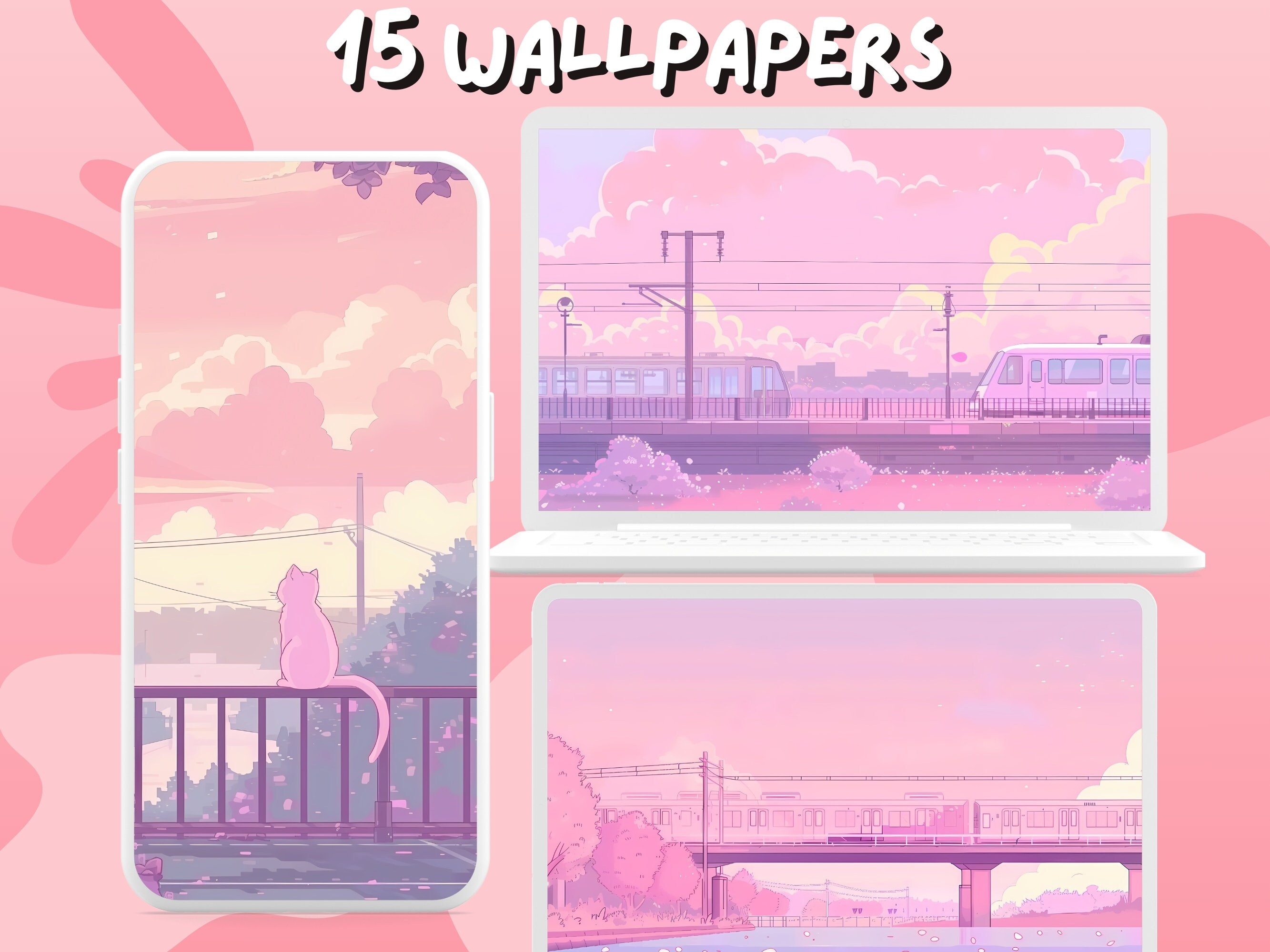 Lo-fi Pastel Train Pink Wallpapers Anime Cute Kawaii Aesthetic Desktop ...