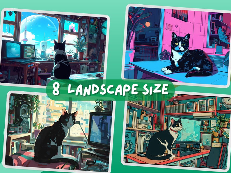 Retro Black Cat Aesthetic Wallpapers Whimsical Landscape Anime Desktop ...