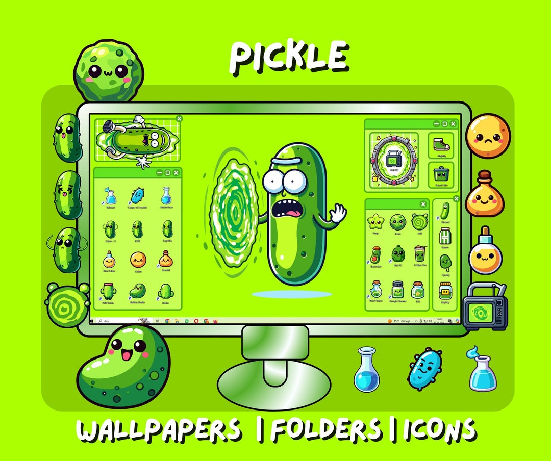 Pickle Funky Desktop Wallpaper Organizer Theme - Minimalist Computer ...