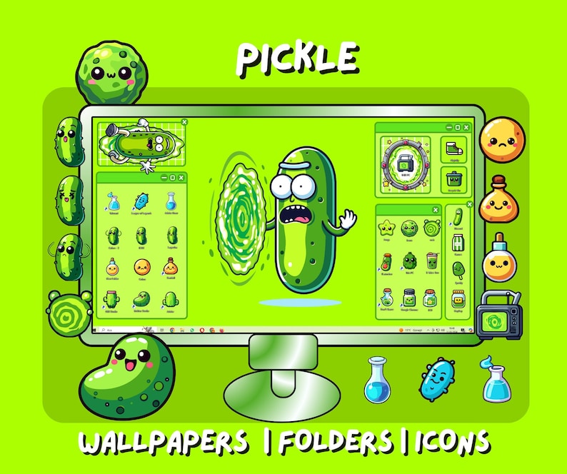 Pickle Funky Desktop Wallpaper Organizer Theme - Minimalist Computer ...