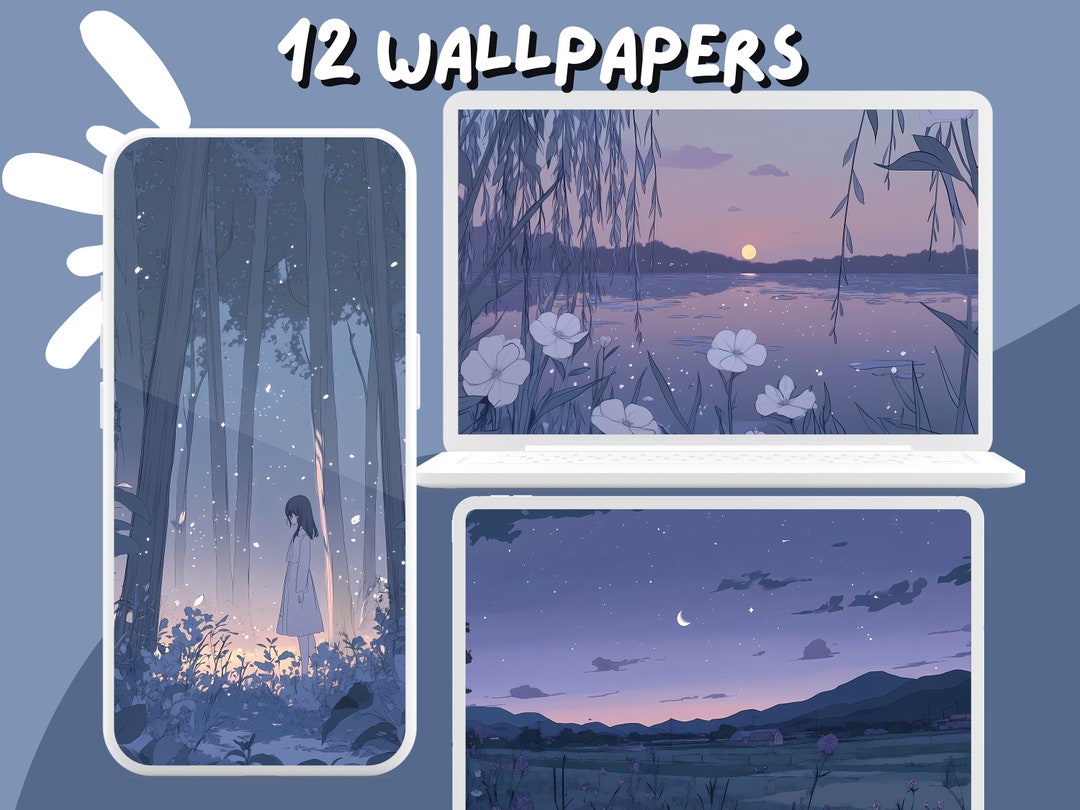 Lofi Moody Wallpapers Pastel Blue Wallpapers Flower Plant Wallpaper ...