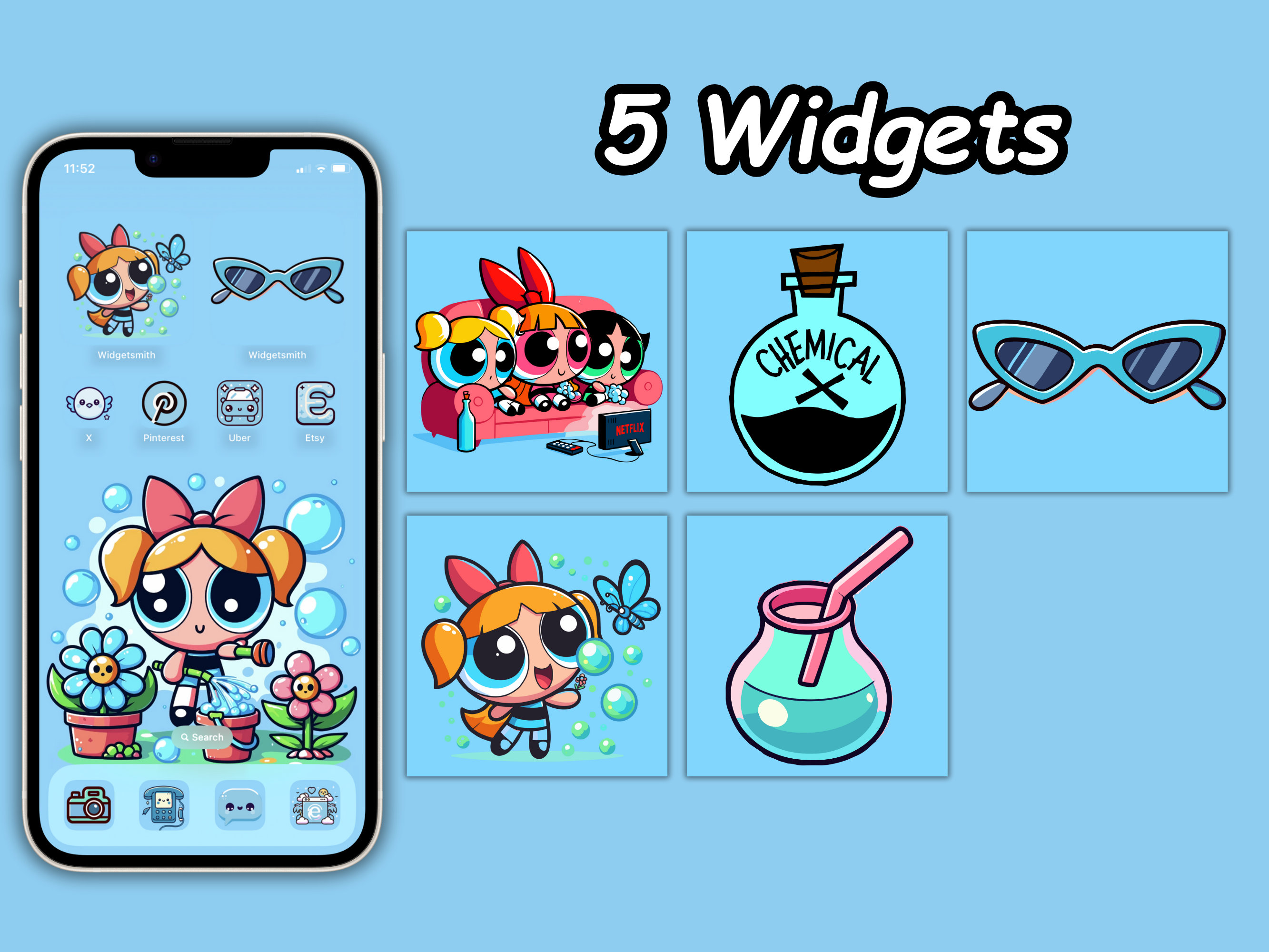 Bubbles App Icons Powerpuff Girls Phone Theme Cute Blue Ios App Icons ...