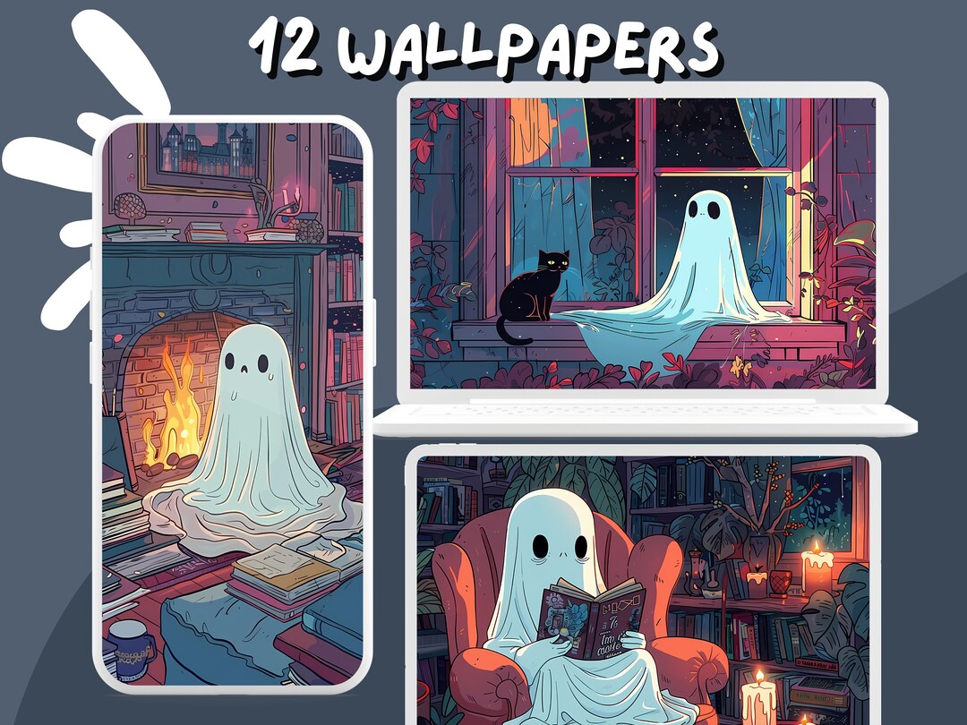 Cozy Comic Ghost Wallpapers Cute Ghost Wallpapers Lofi Plant Wallpaper ...