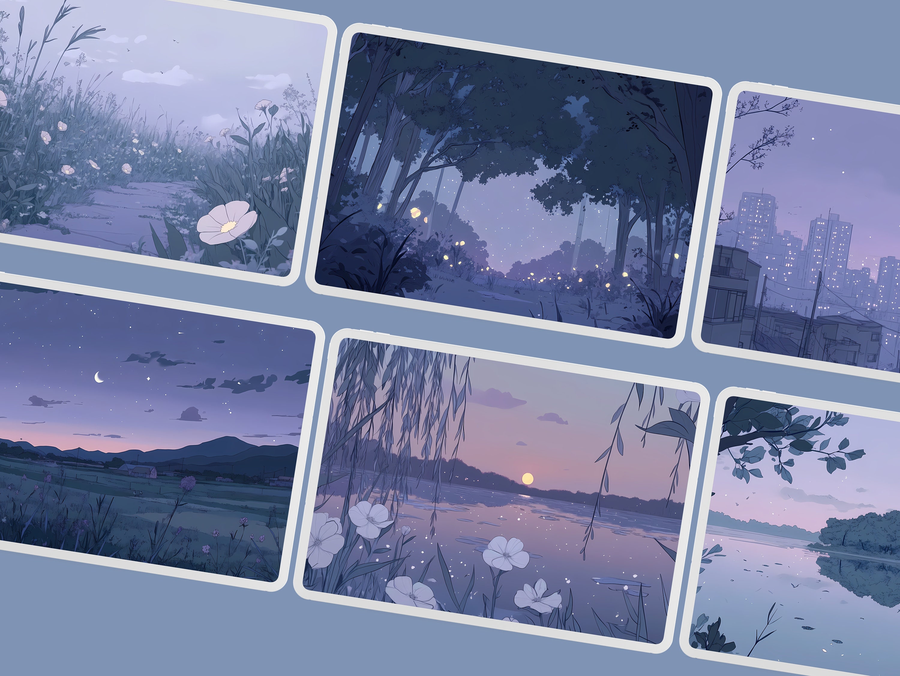 Lofi Moody Wallpapers Pastel Blue Wallpapers Flower Plant Wallpaper ...