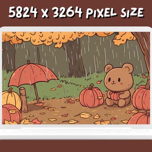 Rainy Bear Wallpaper Cute Kawaii Whimsical Wallpapers Rain Anime Autumn ...