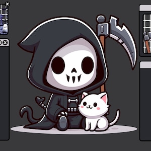 Reaper & Cat Gothic Desktop Wallpaper Organizer Theme - Minimalist ...