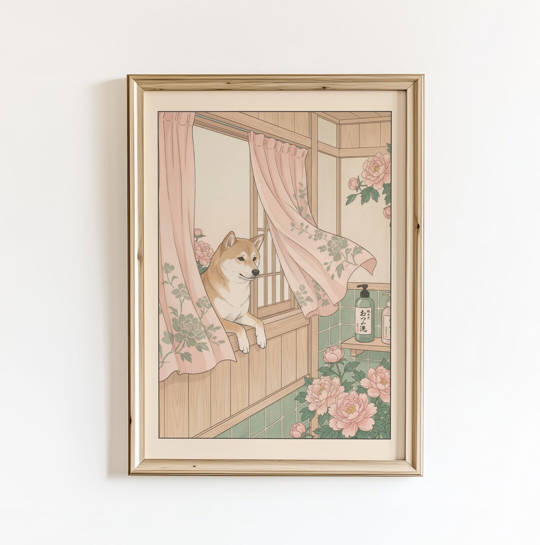 Shiba Inu Sakura Window Poster – Japanese Bathroom Wall Art, Matisse ...