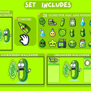 Pickle Funky Desktop Wallpaper Organizer Theme - Minimalist Computer Background - Green Moody ...