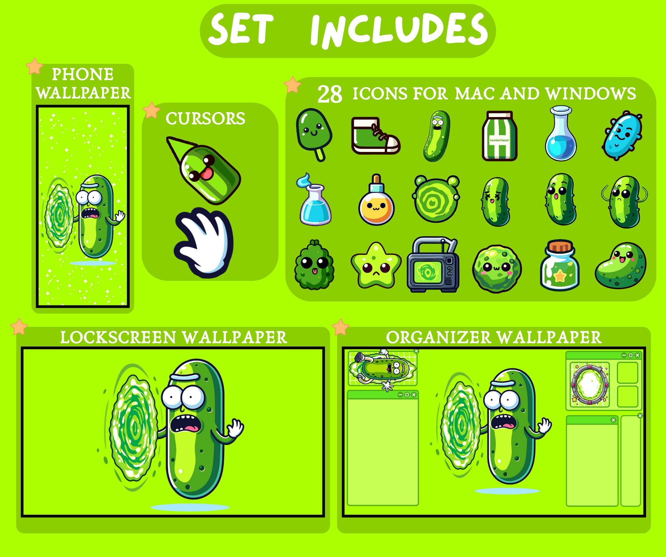 Pickle Funky Desktop Wallpaper Organizer Theme - Minimalist Computer ...