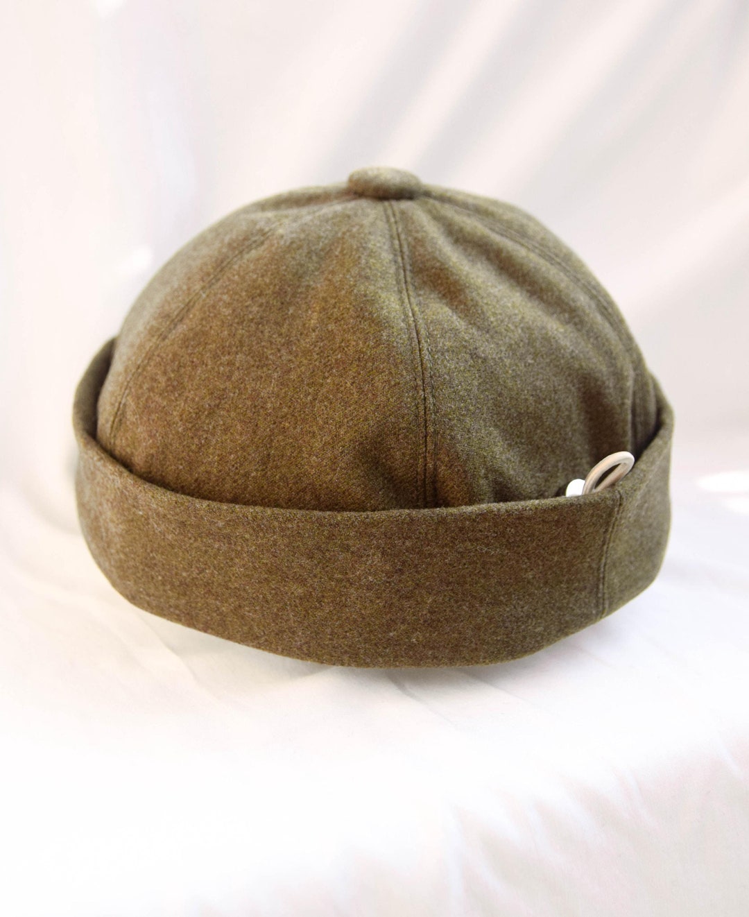Handmade Docker Cap in Wool. Olive Green Fisherman's Hat in 100% Wool ...