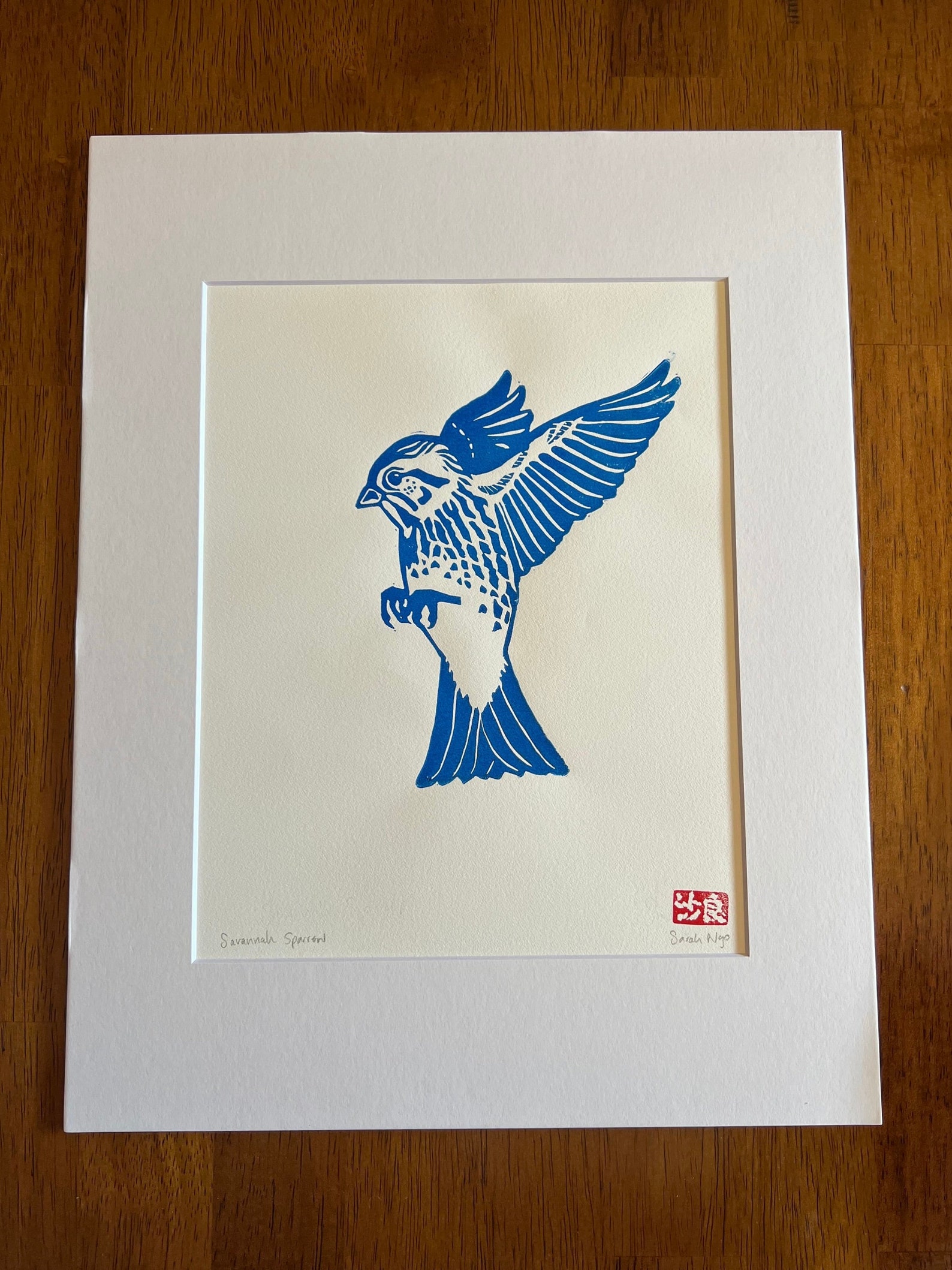Savannah Sparrow, Linocut, Original Art Print, Nature Art, Limited ...