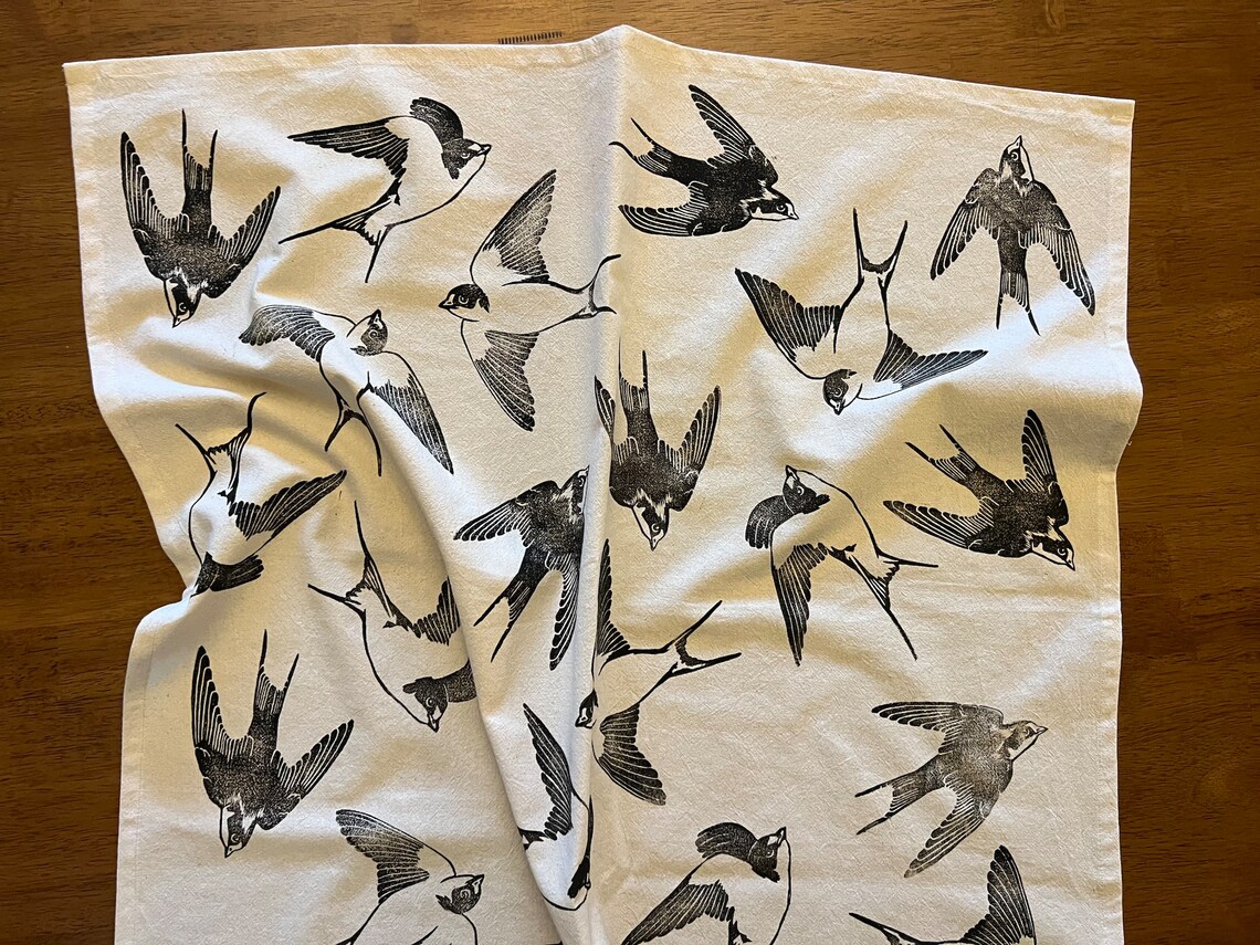 Barn Swallow Tea Towel, Linocut, Original Art Print, Nature Art, Limited Edition, Bird ...