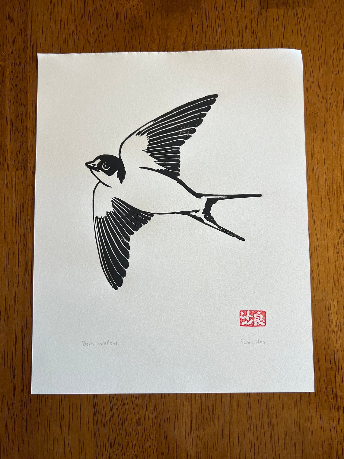 Barn Swallow, Linocut, Original Art Print, Nature Art, Limited Edition, Bird Illustration, Hand ...