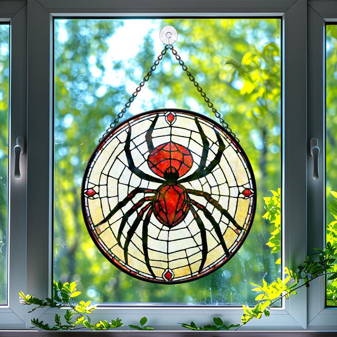 Spider Window Hanging Stained Glass, Spider Suncatchers for Windows ...