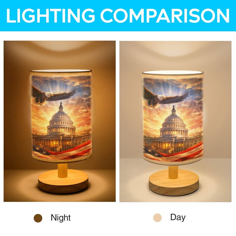 American Pride Table Lamp, 250th Anniversary Decor, Bedroom Nightstand ...