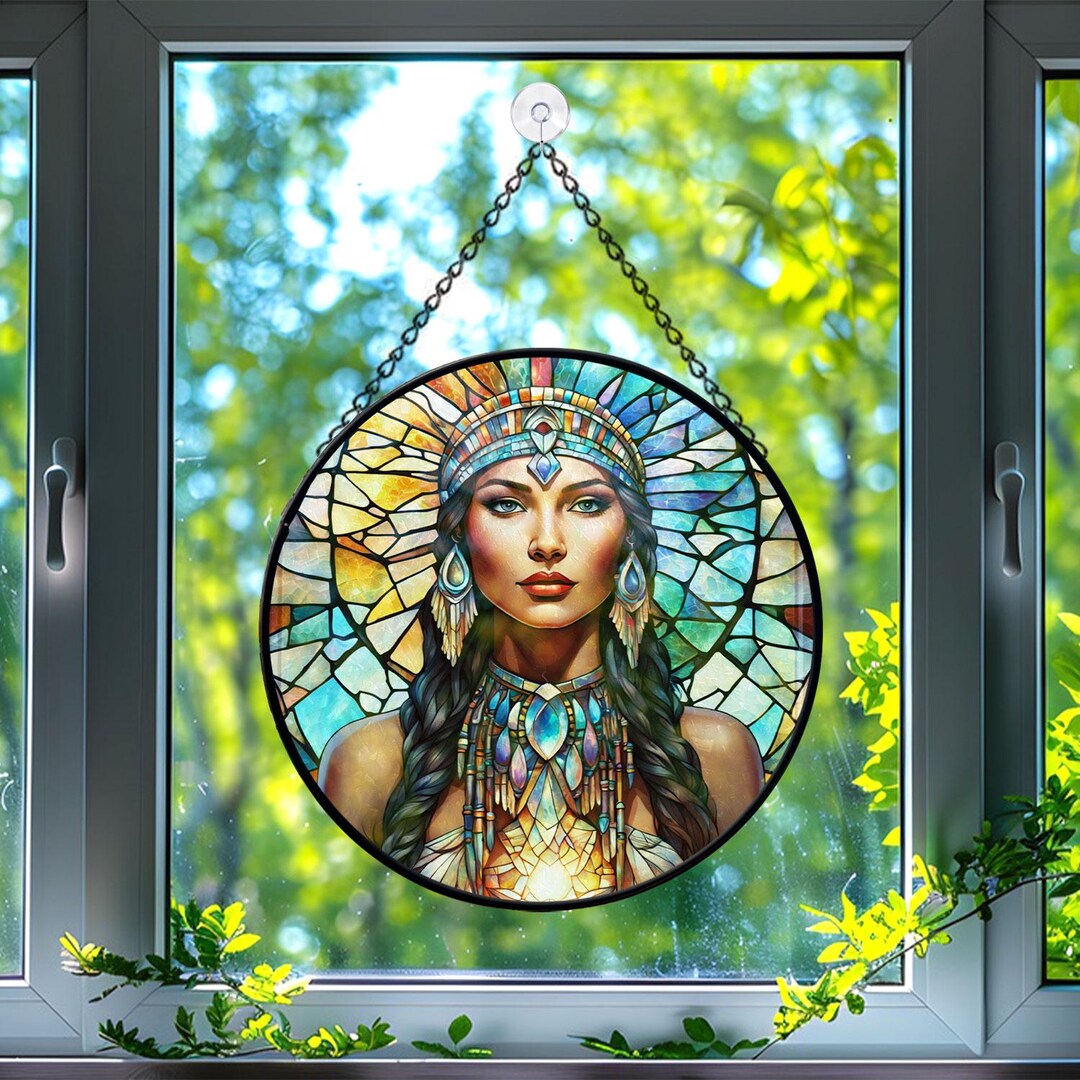 Native American Window Hanging Stained Glass, Native American ...