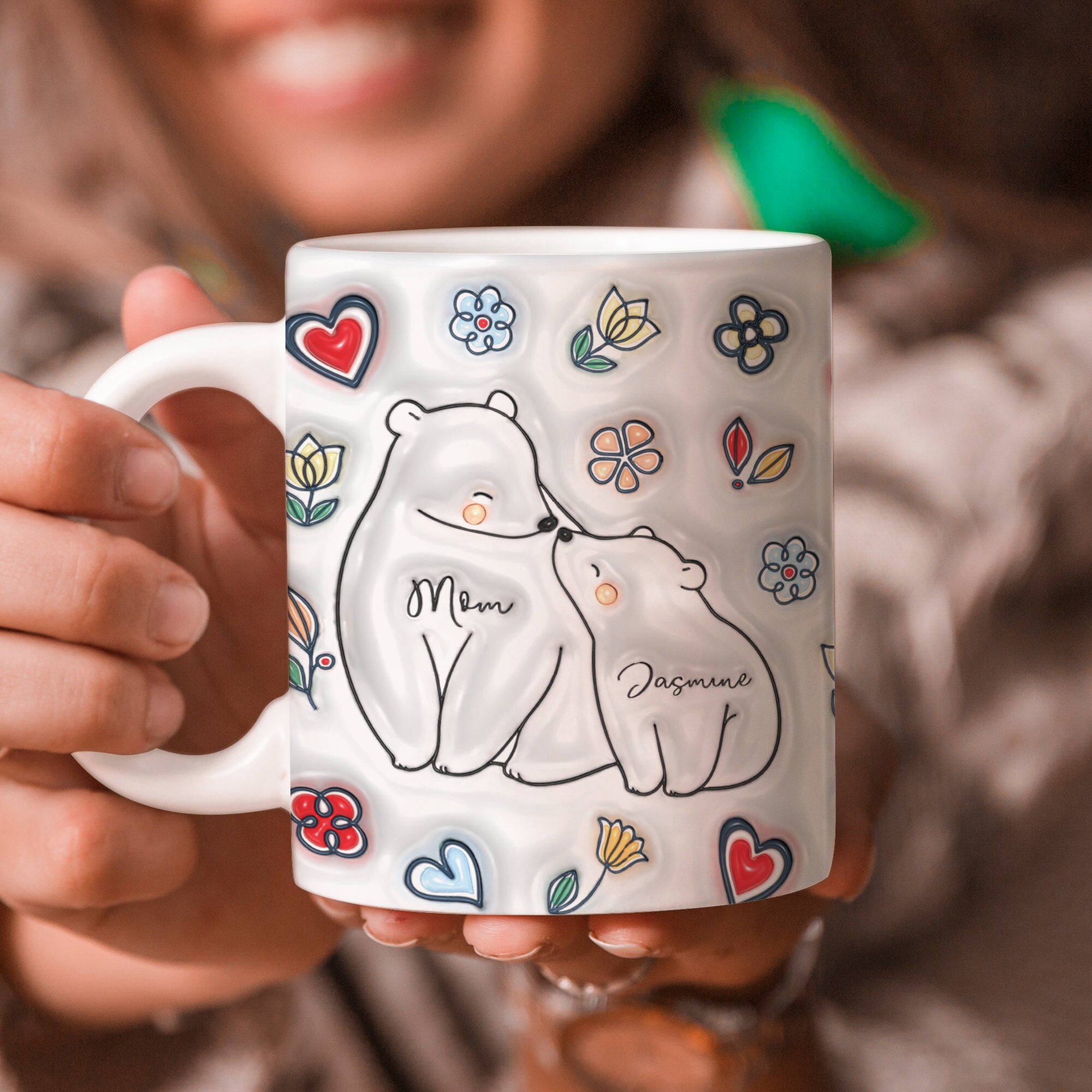 Bears Mug Mom and Daughter Mug Design, Personalized Custom 3D Inflated ...