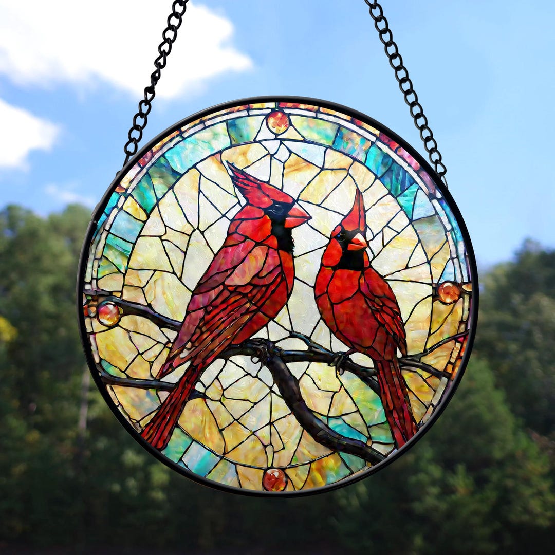 Cardinal Window Hanging Stained Glass, Cardinal Suncatchers for Windows ...