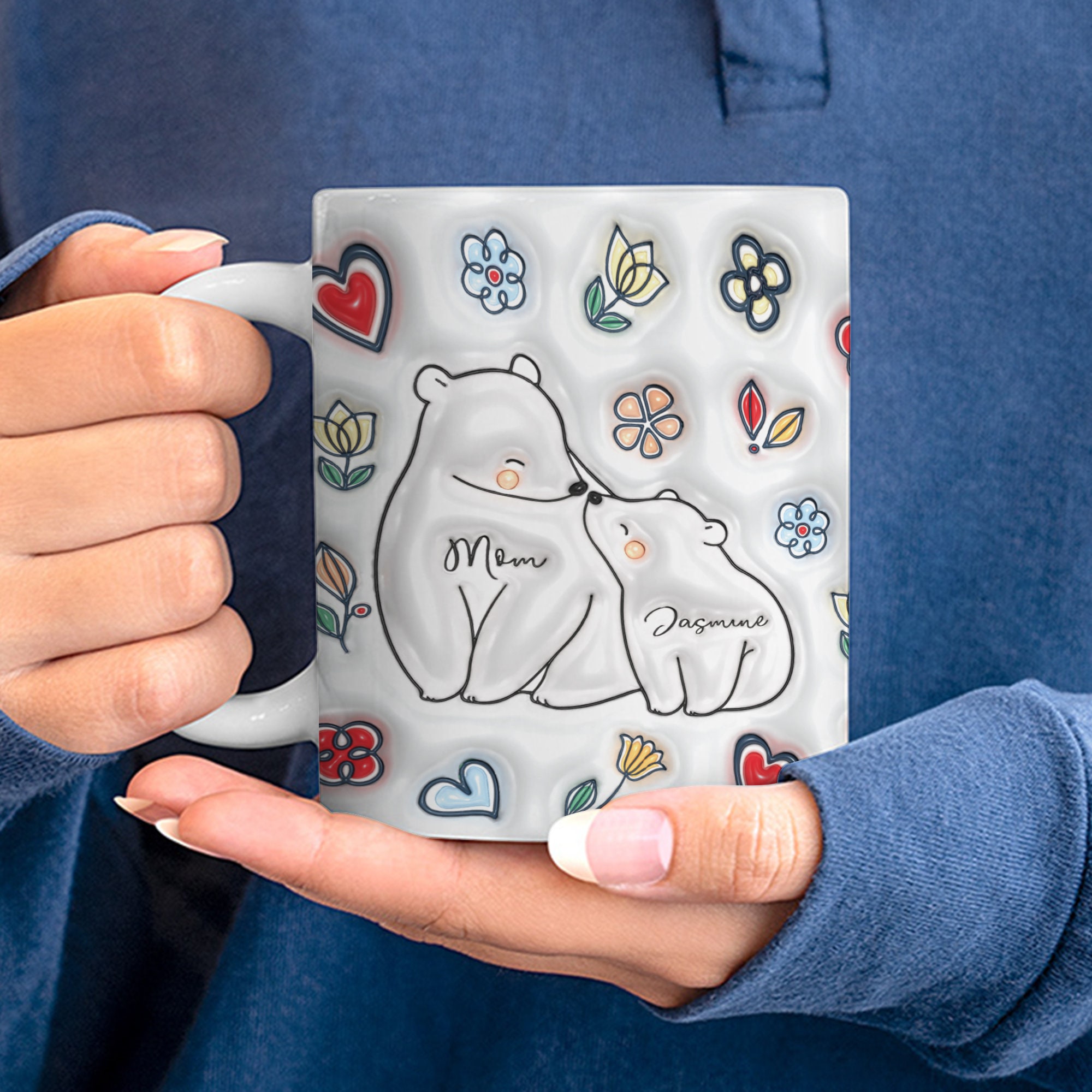 Bears Mug Mom and Daughter Mug Design, Personalized Custom 3D Inflated ...