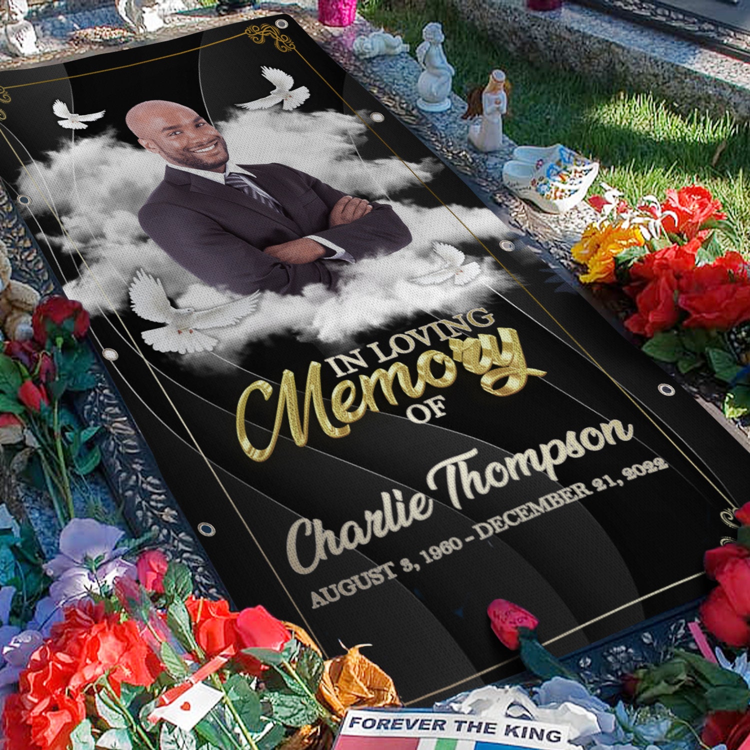 Memorial Grave Blanket, Grave Marker, Home Going, Memorial Keepsakes ...