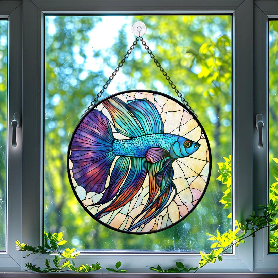 Betta Splendens Fish Unique Suncatcher Stained Glass Decoration ...