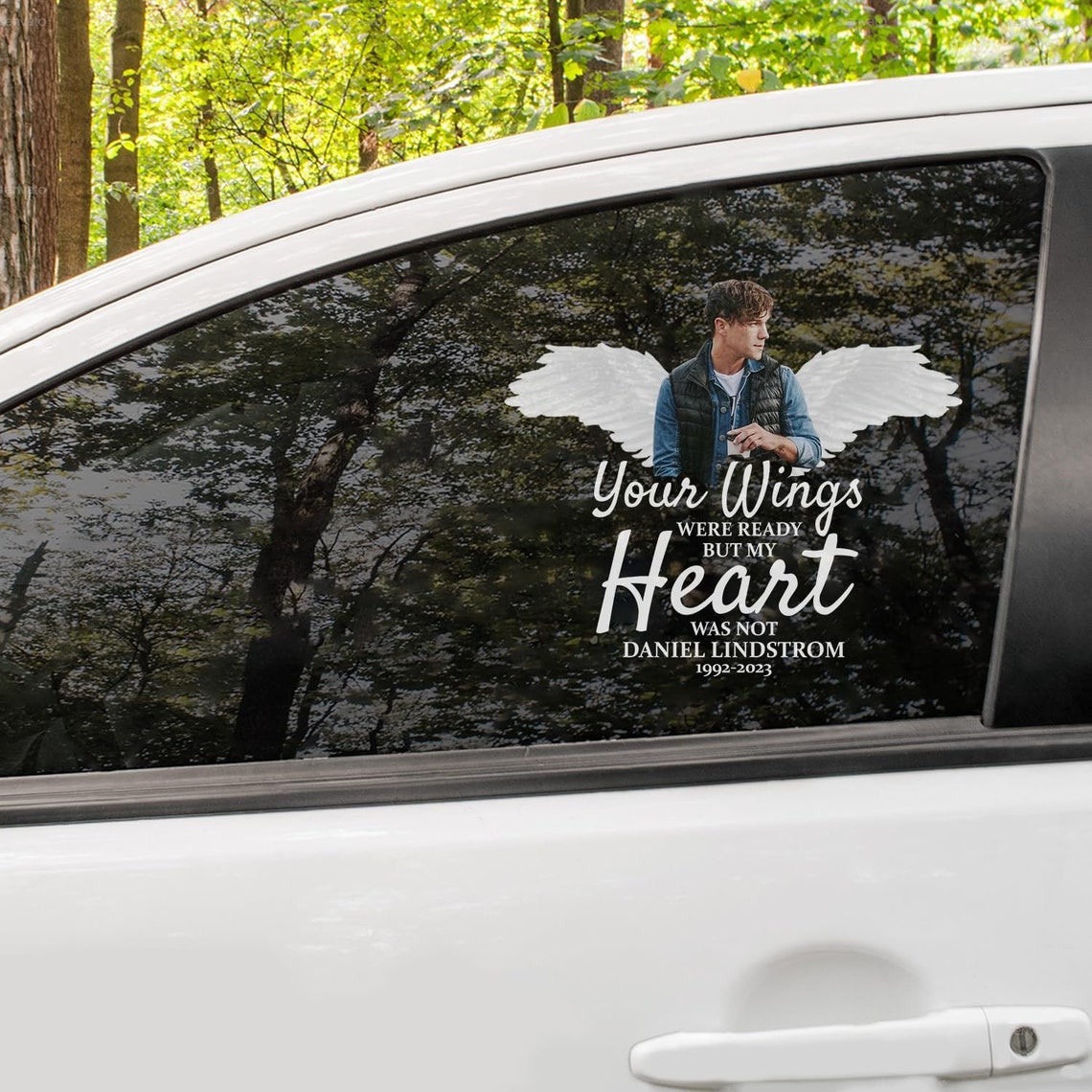 Personalized Name Memorial Car Decal, your Wings Were Ready but My ...