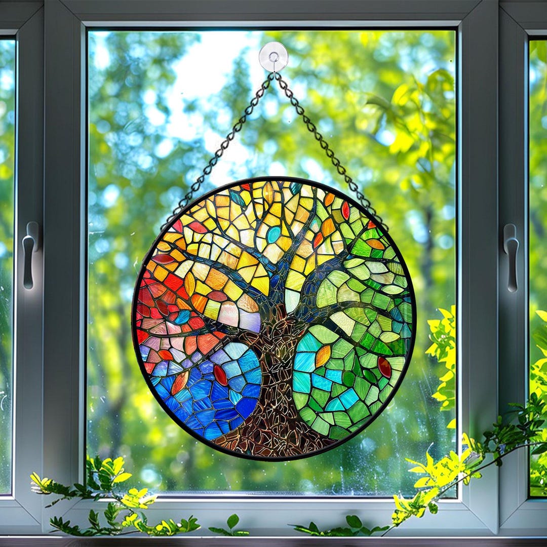 Tree of Life Window Hanging Stained Glass, Tree of Life Suncatchers for ...