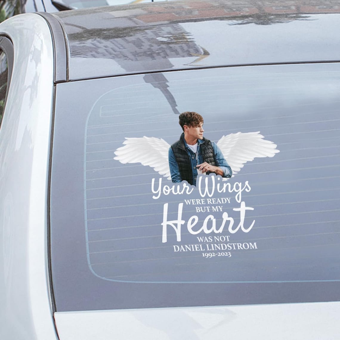 Personalized Name Memorial Car Decal, your Wings Were Ready but My ...