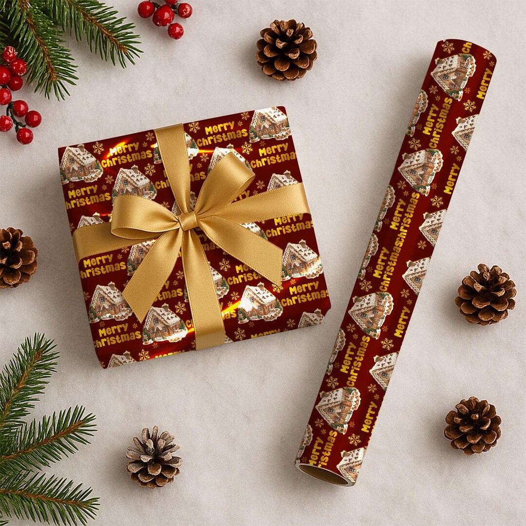 Christmas House Wrapping Paper, Custom Wrapping Paper Christmas ...