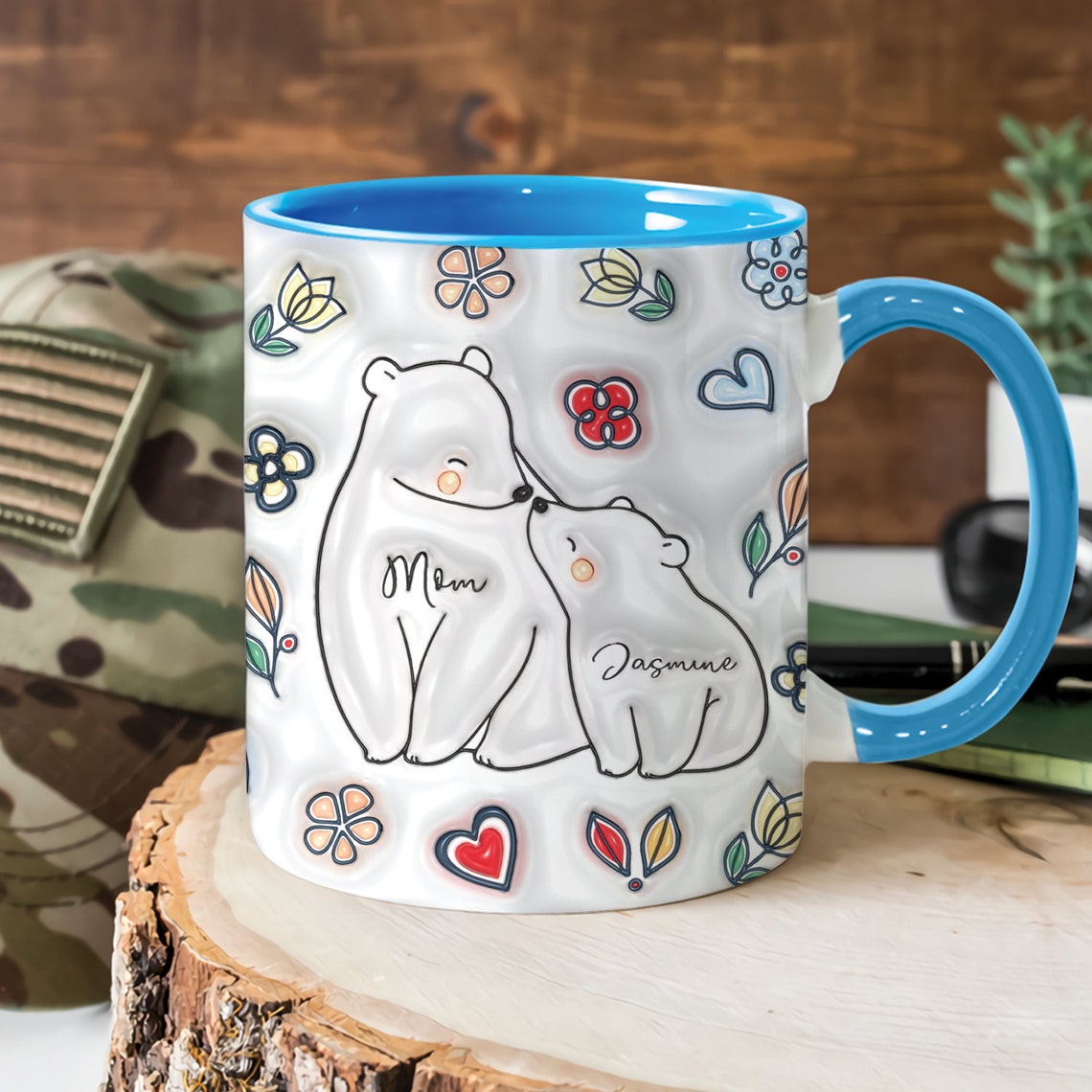 Bears Mug Mom and Daughter Mug Design, Personalized Custom 3D Inflated ...