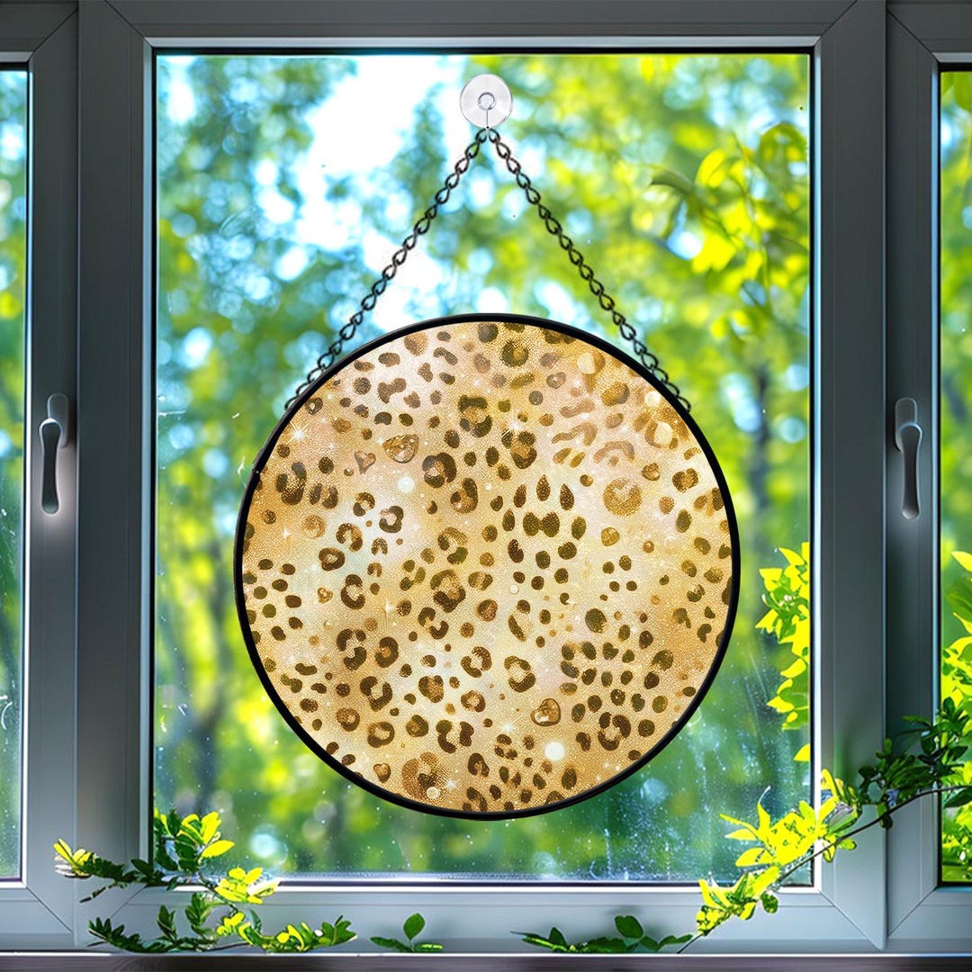 Leopard Pattern Window Hanging Stained Glass, Leopard Pattern ...