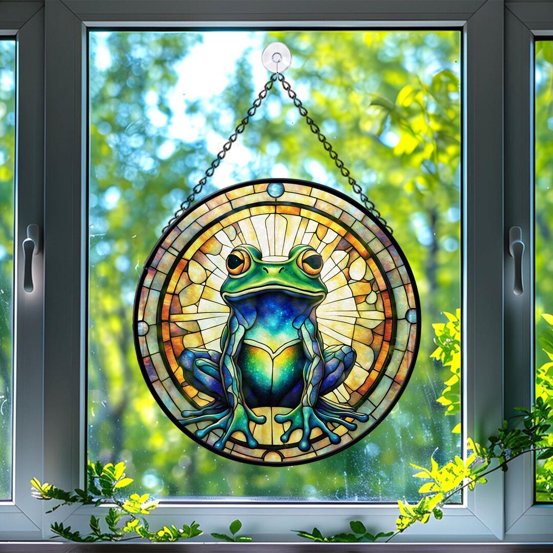 Frog Window Hanging Stained Glass, Frog Suncatchers for Windows Stained ...