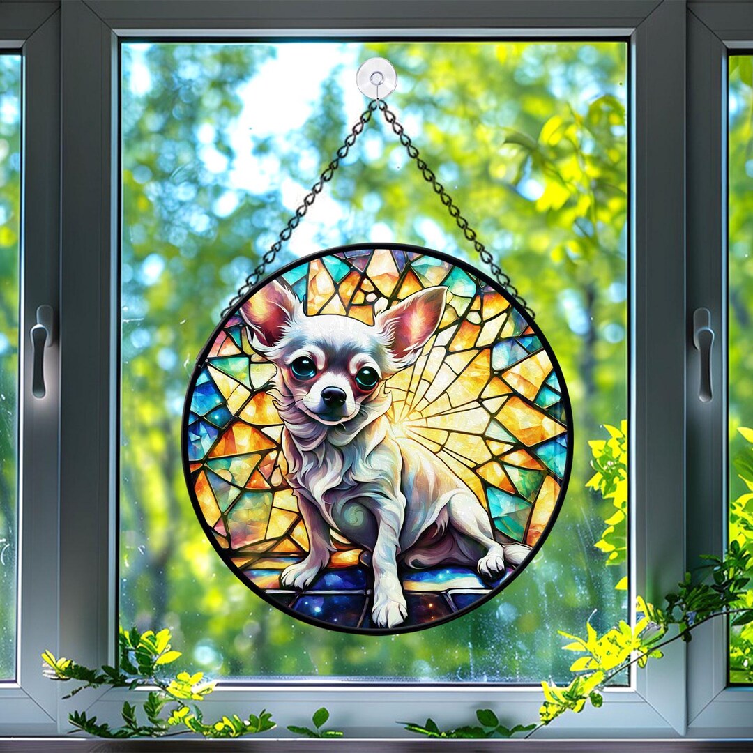 Chihuahua Window Hanging Stained Glass, Chihuahua Suncatchers for ...