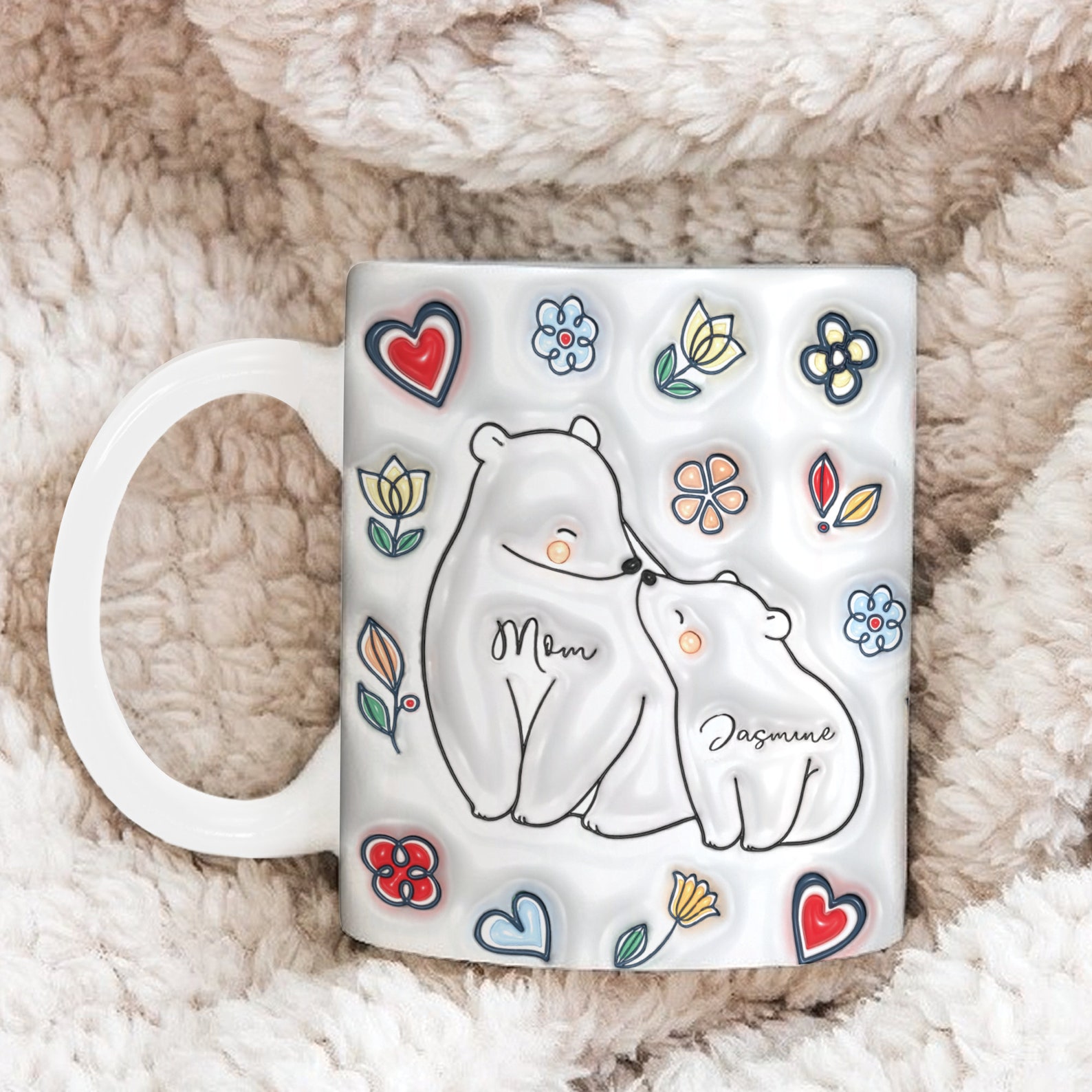 Bears Mug Mom and Daughter Mug Design, Personalized Custom 3D Inflated ...