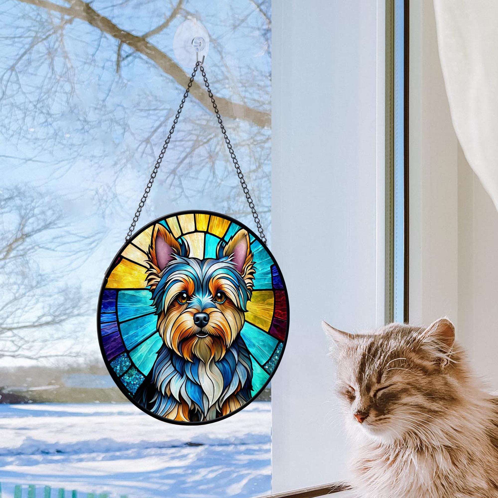 Yorkshire Terrier Window Hanging Stained Glass, Dog Suncatchers for ...